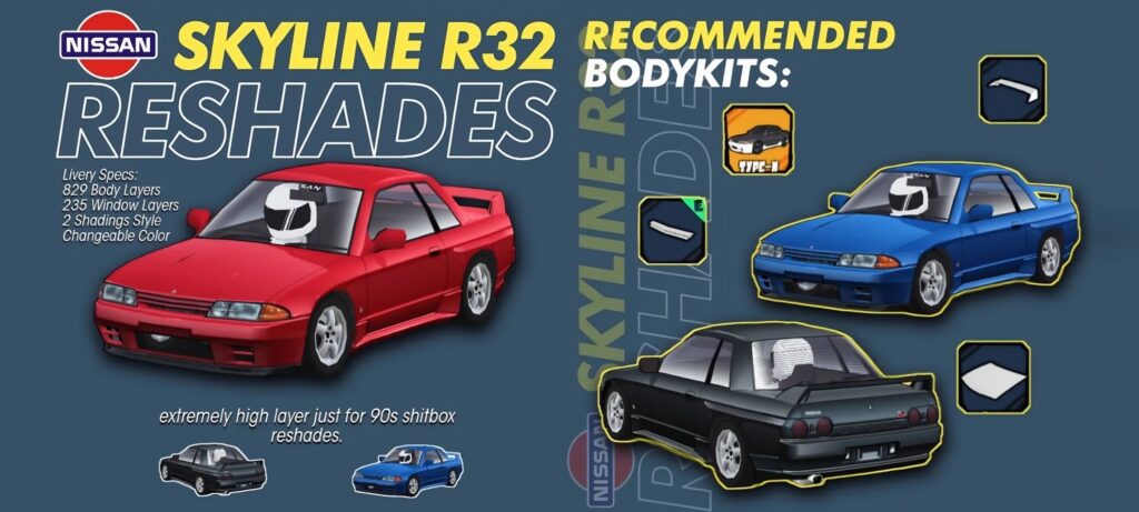 FR Legends Nissan Skyline R32 GTR 4K Reshade Livery